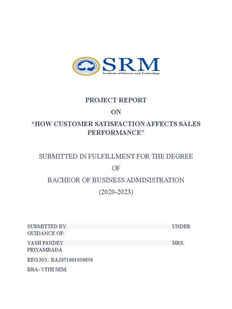 Project Report | PDF | Customer Experience | Customer Satisfaction