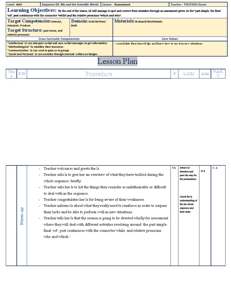 Lesson of Past Assessment | PDF | Communication | Human Communication