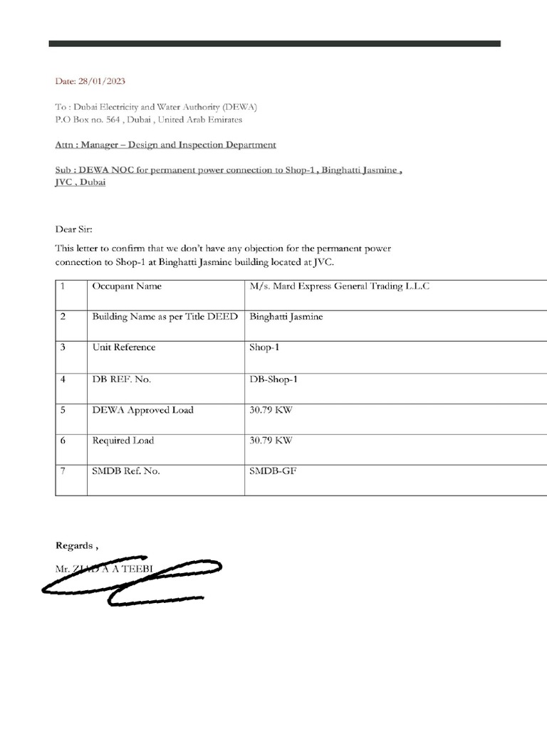 Owner NOC-DEWA | PDF | Land Law | Environmental Law