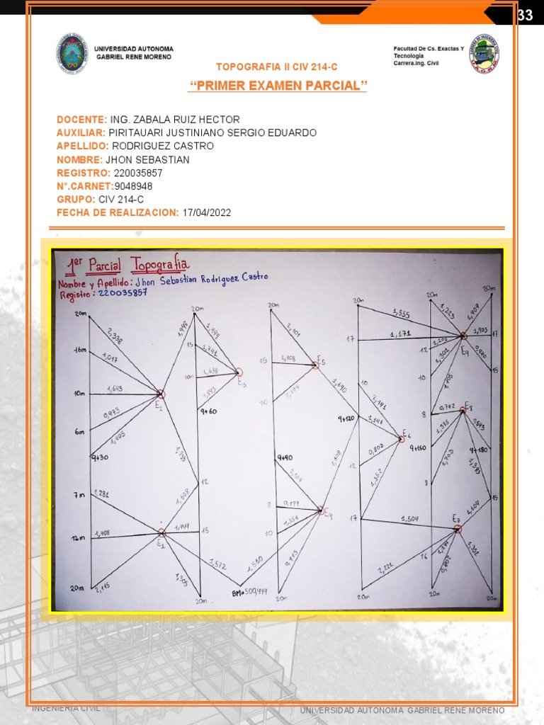 1er Ezamen Parcial de Topografia 2 | PDF