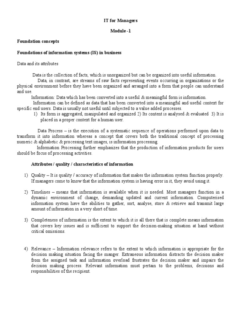 Module 1 | Download Free PDF | Information | Information System
