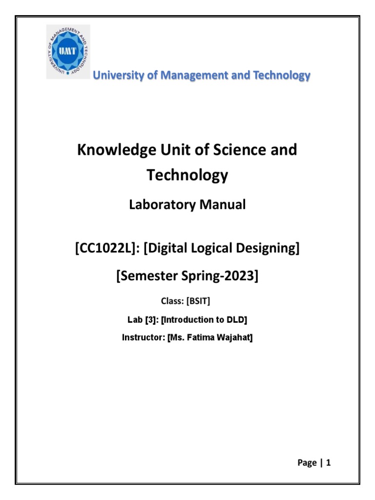DLD Lab Manual 3 | PDF | Logic Gate | Teaching Mathematics