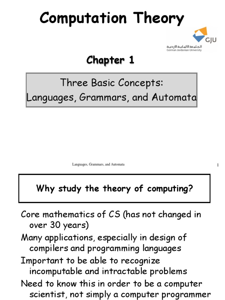Computation Theory: Three Basic Concepts: Languages, Grammars, and Automata | PDF | Theory Of ...
