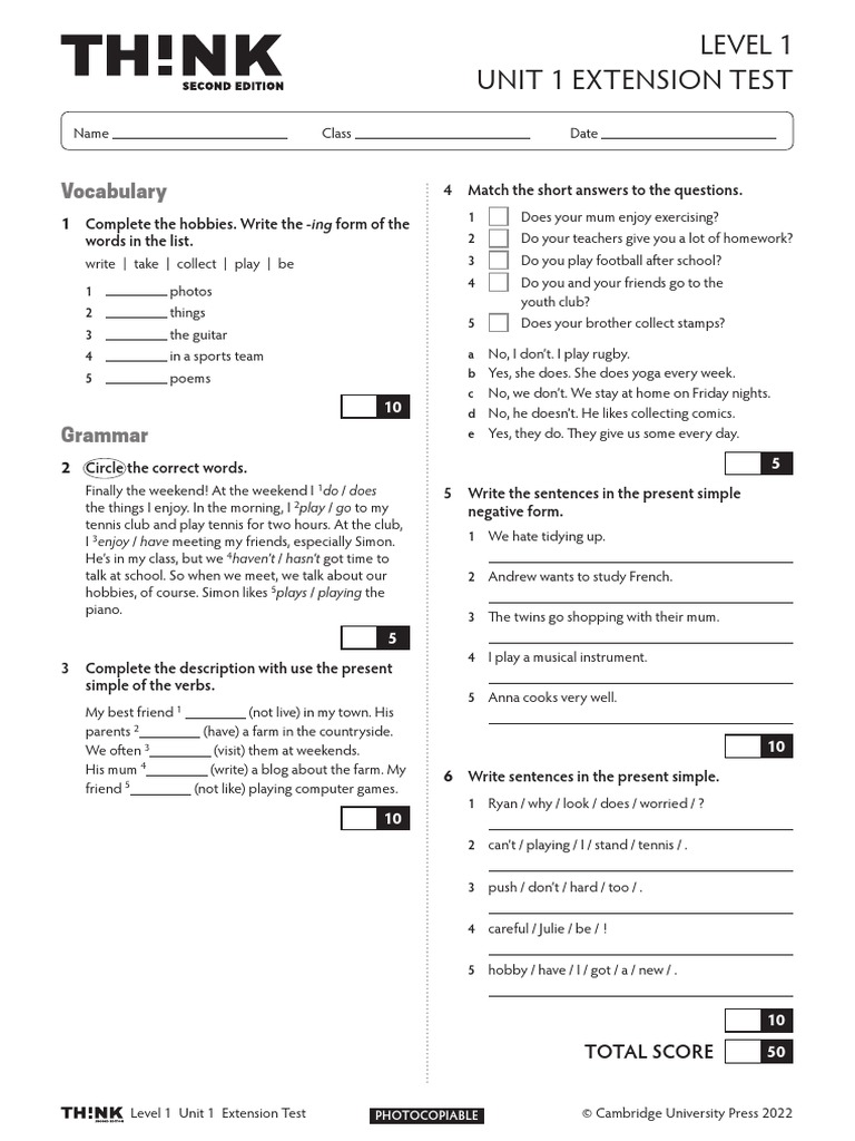 Thk2e BrE L1 Unit Test Extension 1 | Download Free PDF | Linguistics ... Thk2e BrE L1 Unit Test Extension 1 | Download Free PDF | Linguistics ...