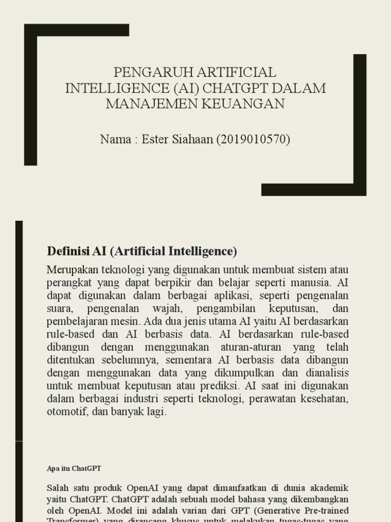 Pengaruh Artificial Intelligence Ai) Chatgpt Dalam Manajemen Keuangan | PDF