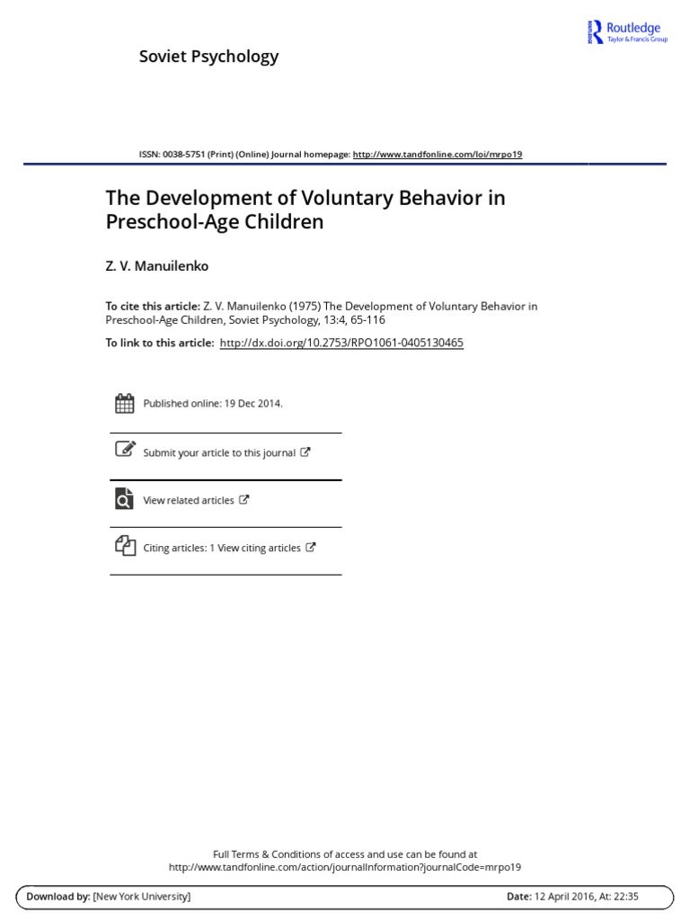 The Development of Voluntary Behavior in Preschool-Age Children ...