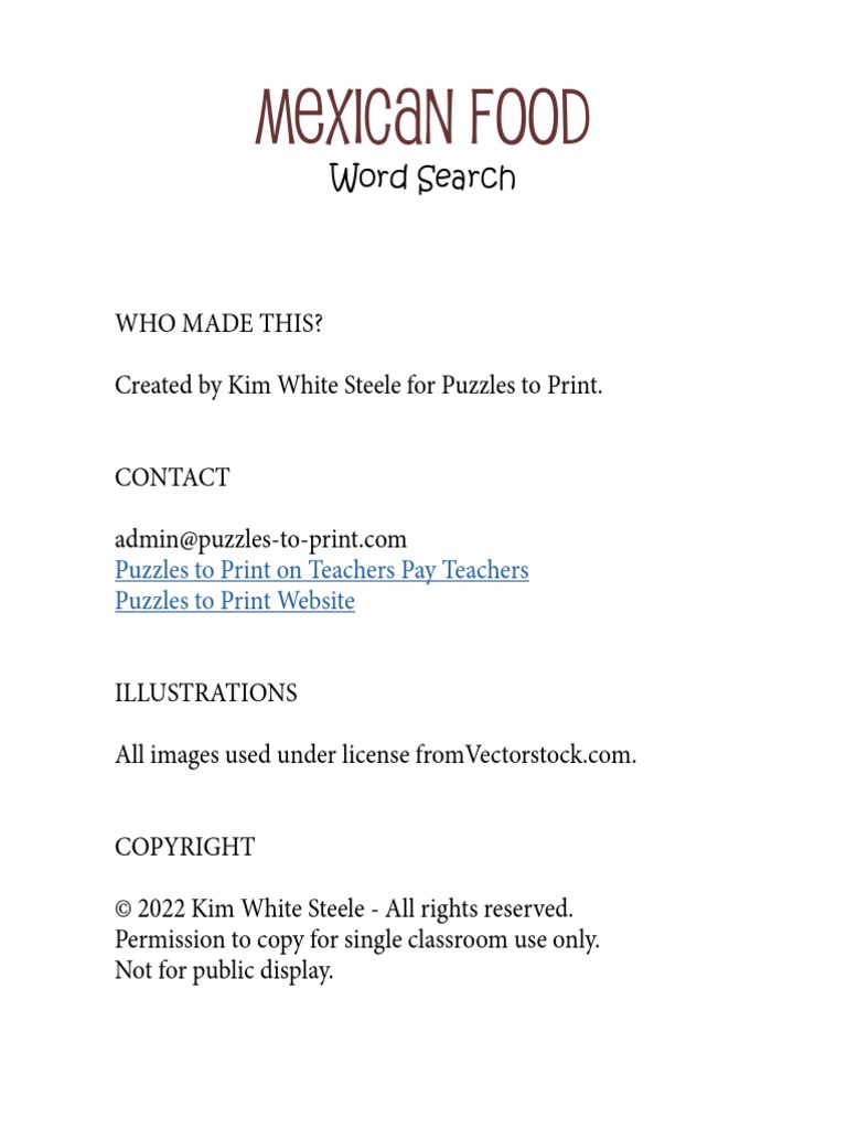 Mexican Food Word Search | PDF | Burrito | Cuisine Of The Americas