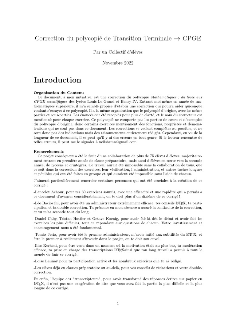 Corrigé Poly de Transition LLG | PDF | Division | Nombre complexe
