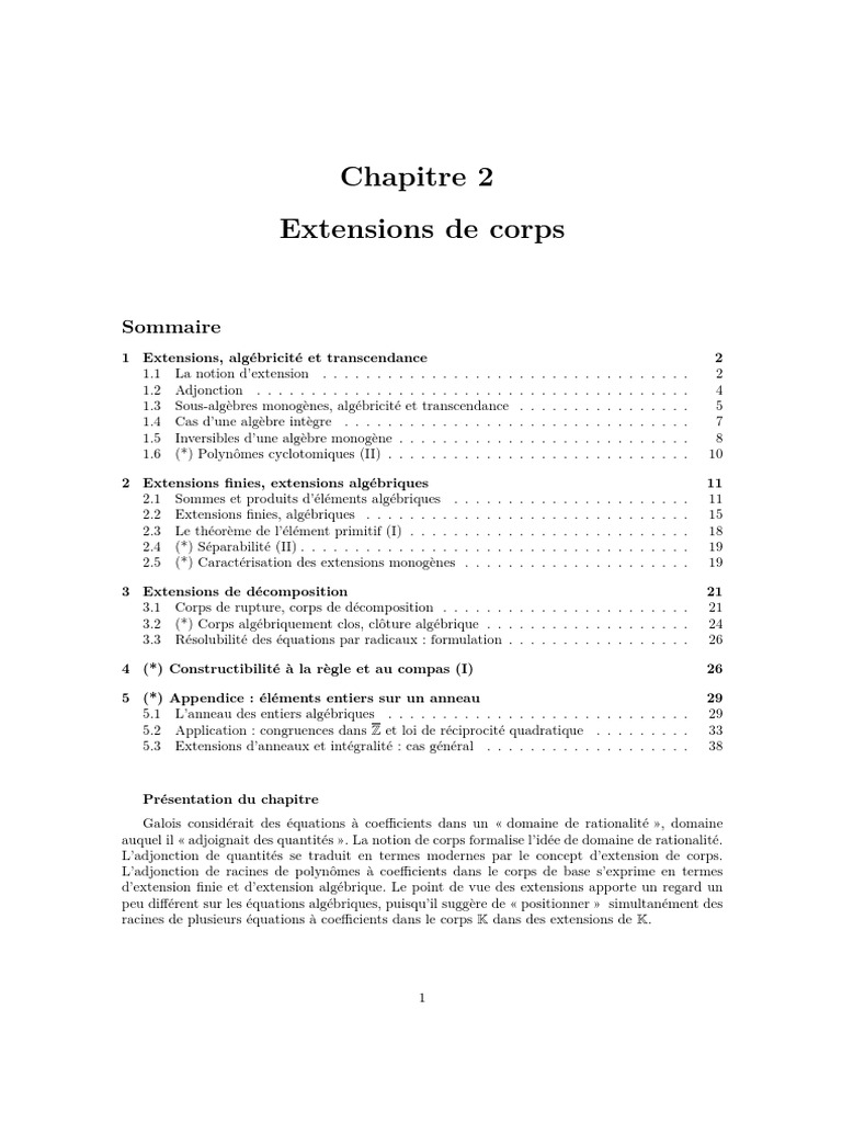Extensions de Corps | PDF | Corps commutatif | Polynôme