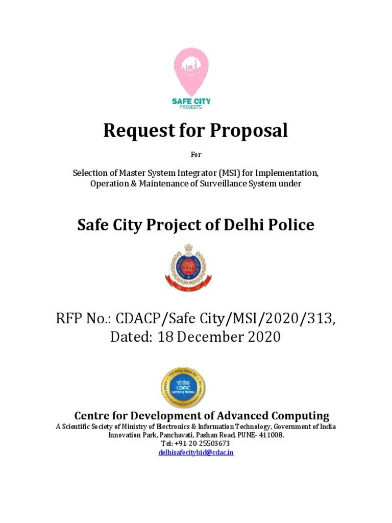 Request For Proposal: Safe City Project of Delhi Police | PDF | Request For Proposal ...