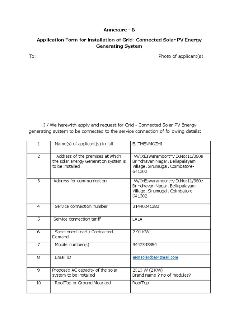 Tneb B Form | PDF