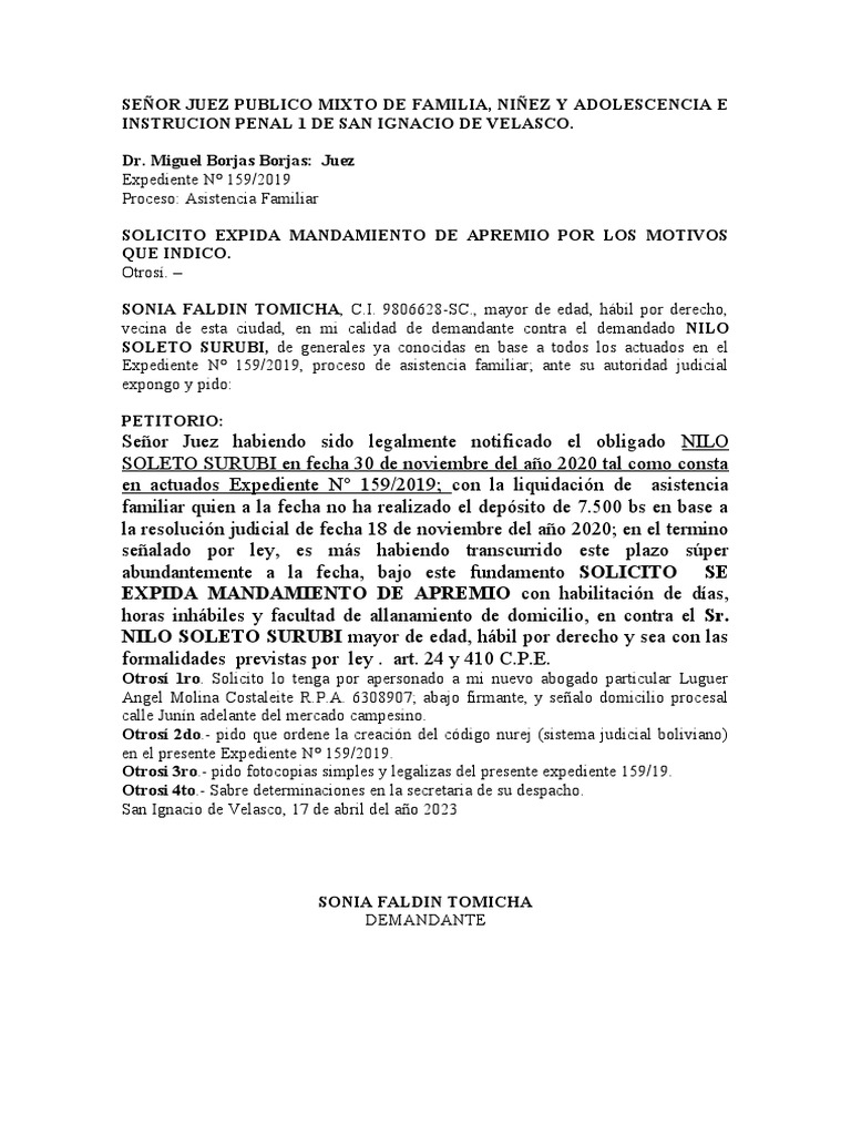 Apremio Demandante Siv. | PDF