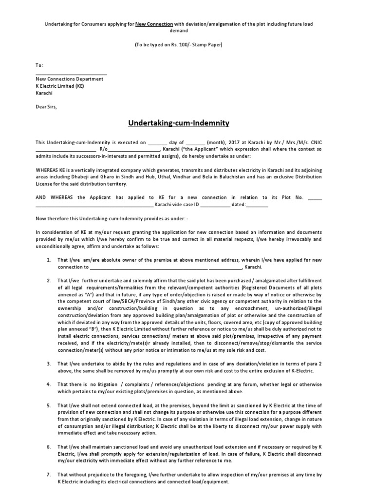 Undertaking Cum Indemnity | PDF | Justice | Crime & Violence