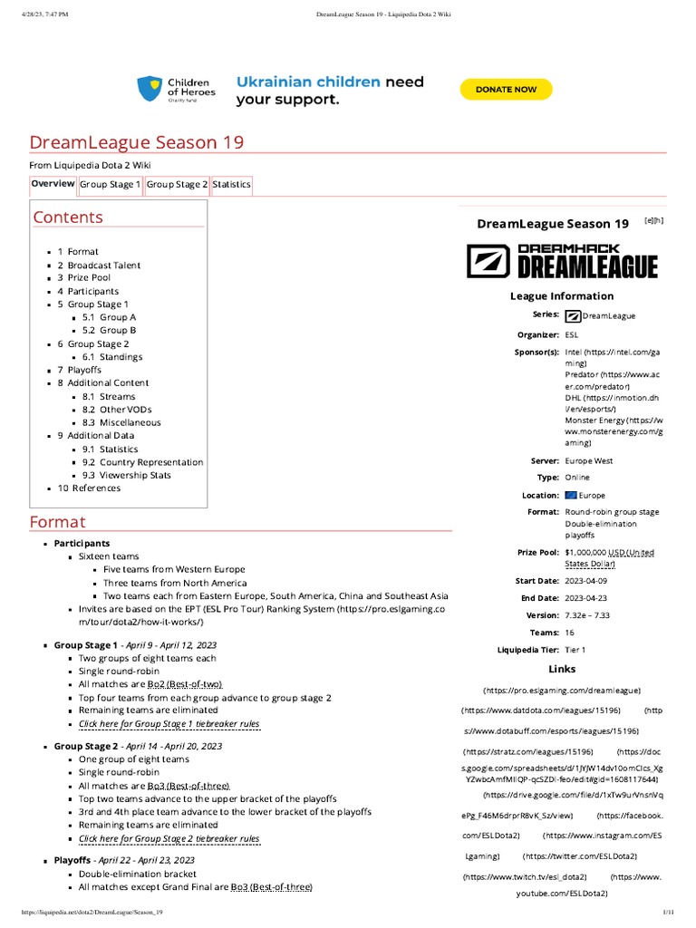 DreamLeague Season 19 - Liquipedia Dota 2 Wiki | PDF | Entertainment ...