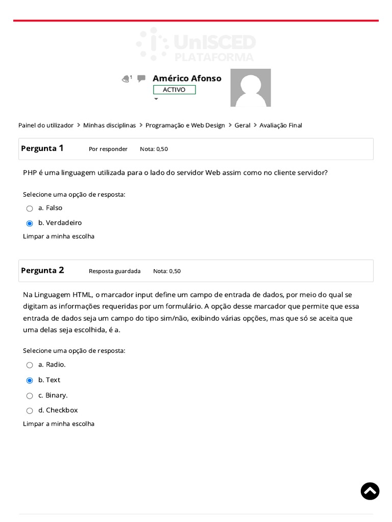 Américo Afonso: Pergunta | PDF | Html | Script Java