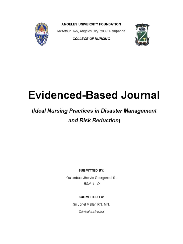 Evidenced-Based Journal: Ideal Nursing Practices in Disaster Management ...