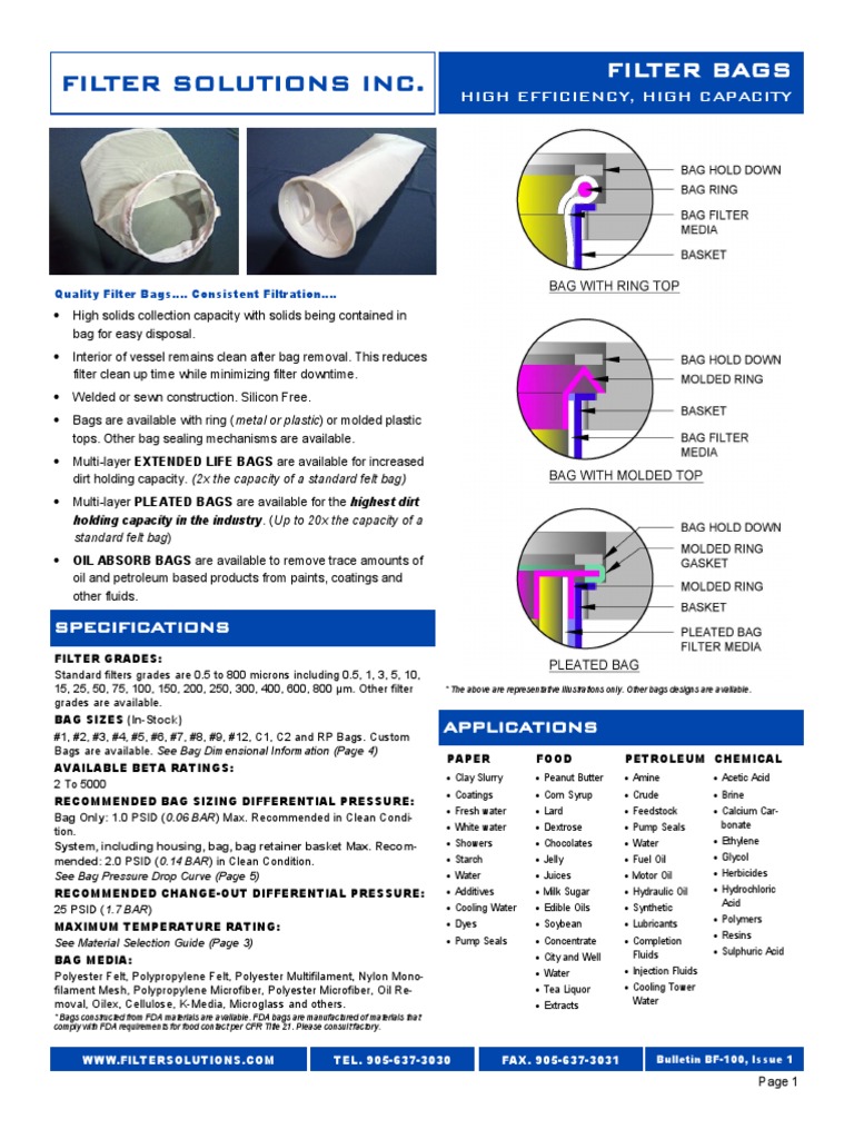 Filter Solutions - Filter Bags | PDF | Fibers | Filtration