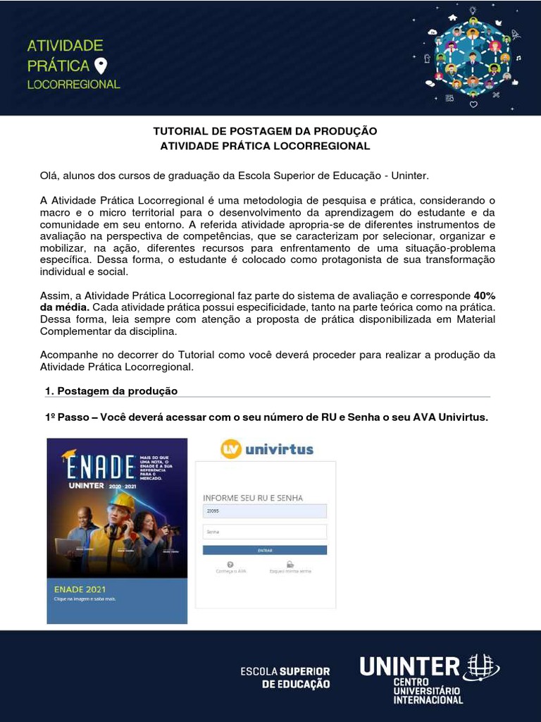 Tutorial Postagem Producao Atividade Pratica Locorregional 1 | PDF
