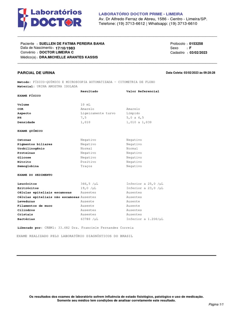 Laboratório Dr Prime - Parcial de Urina | PDF | Especialidades médicas ...