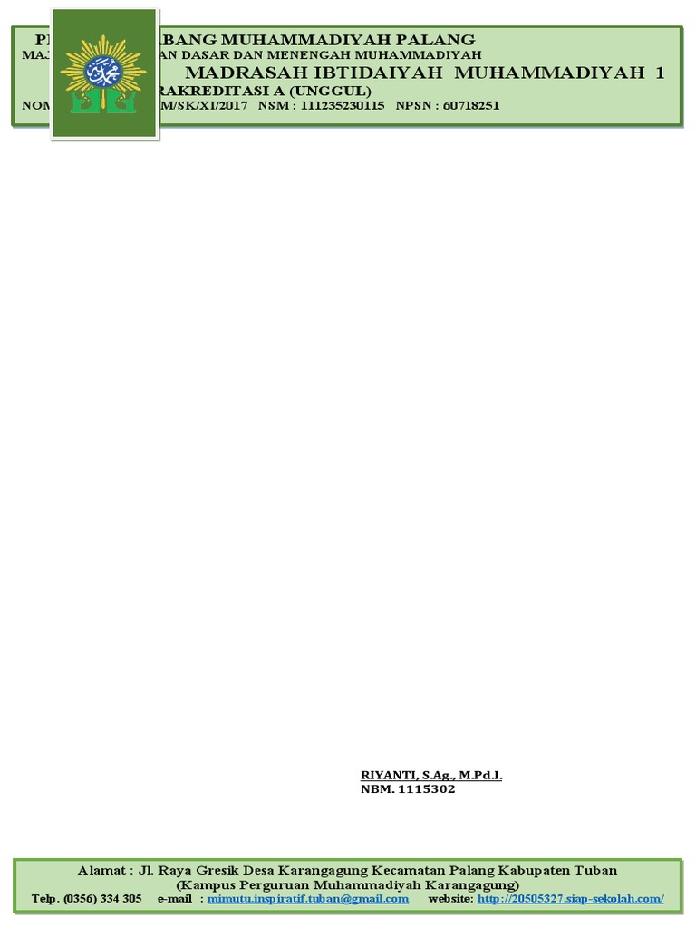 KOP Surat MI Muhammadiyah 1 | PDF