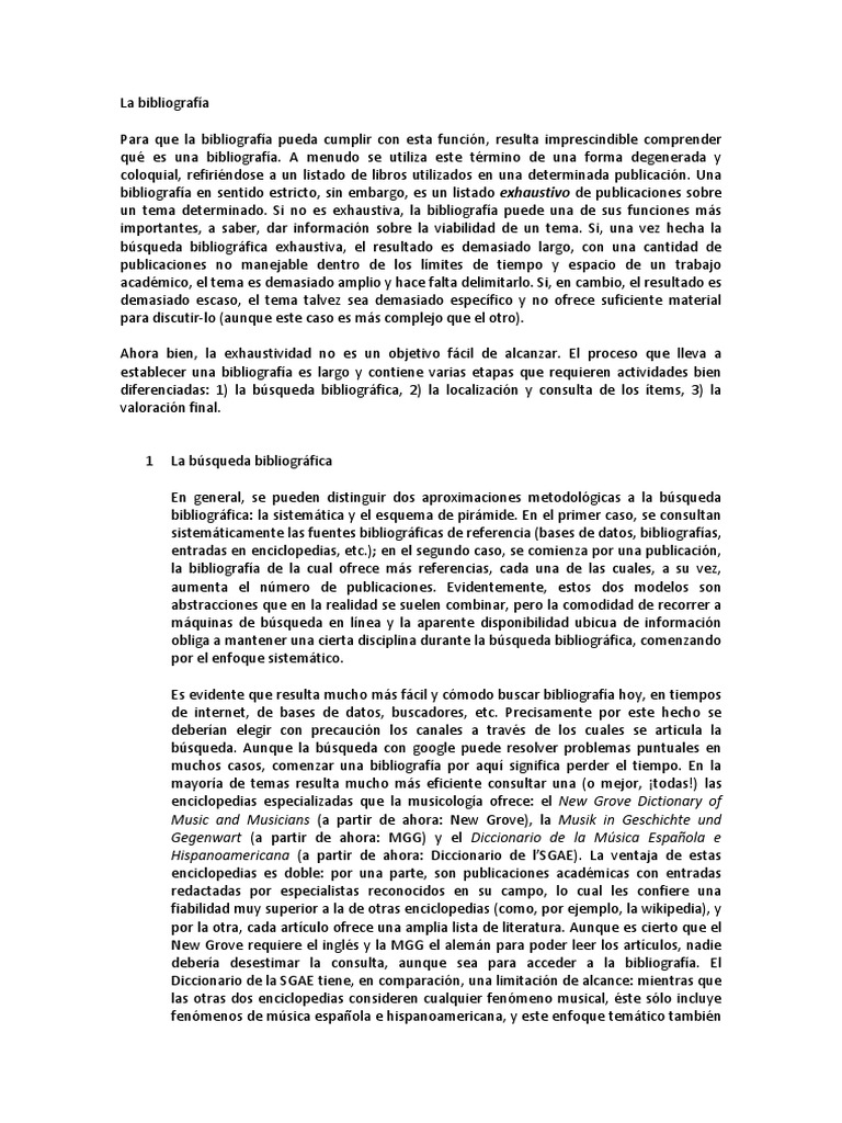 La Bibliografía | PDF