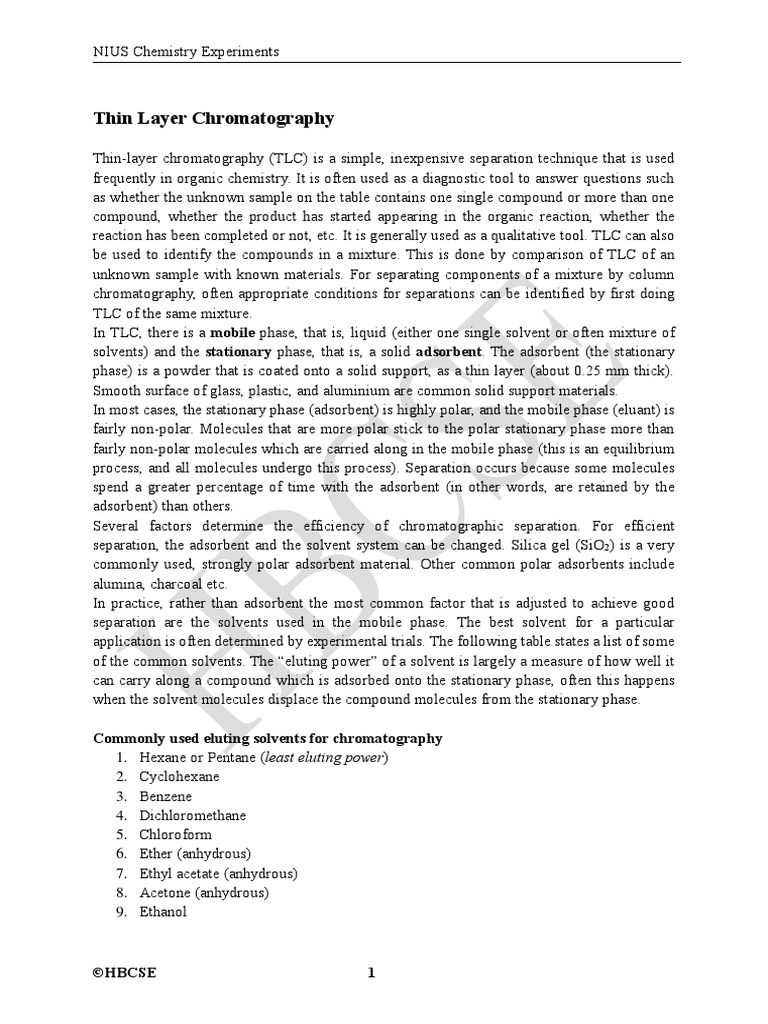 Thin Layer Chromatography | PDF | Thin Layer Chromatography | Chromatography
