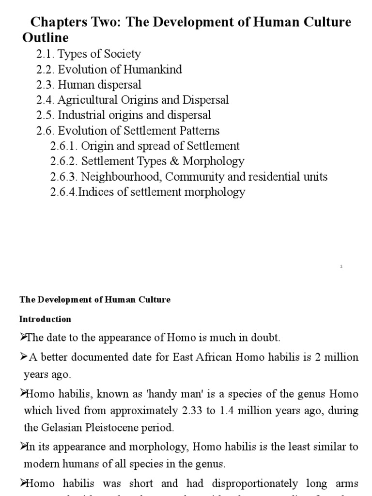 Chapters Two: The Development of Human Culture Outline | PDF | Homo ...