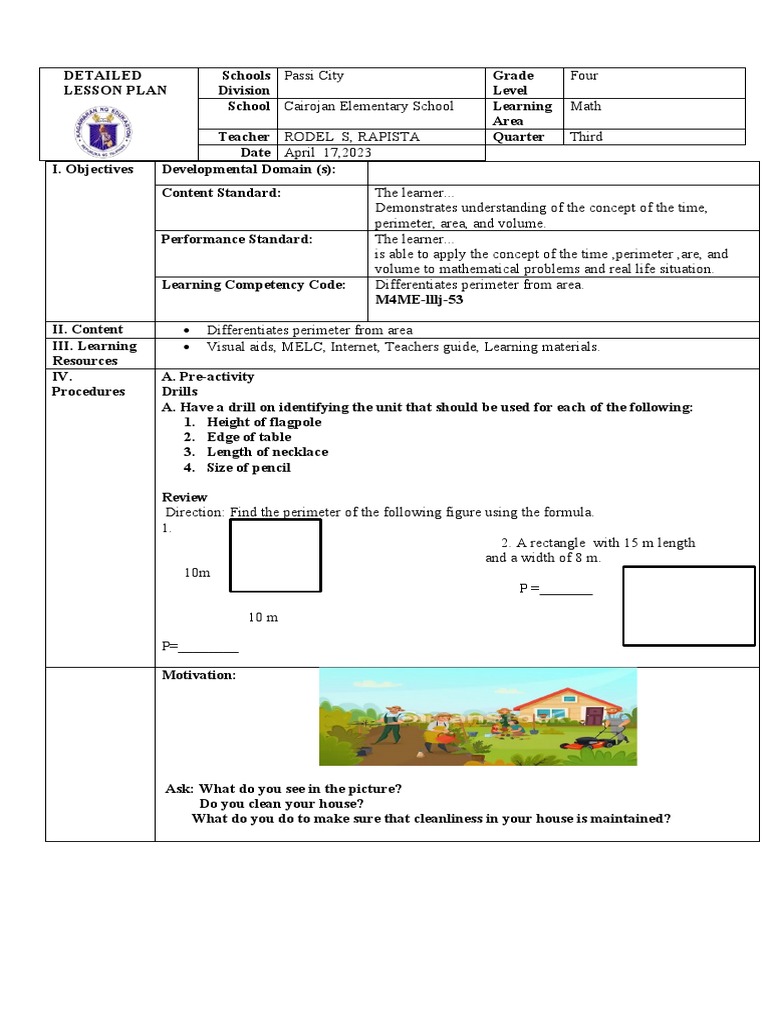 Area And Perimeter Pdf Area Length