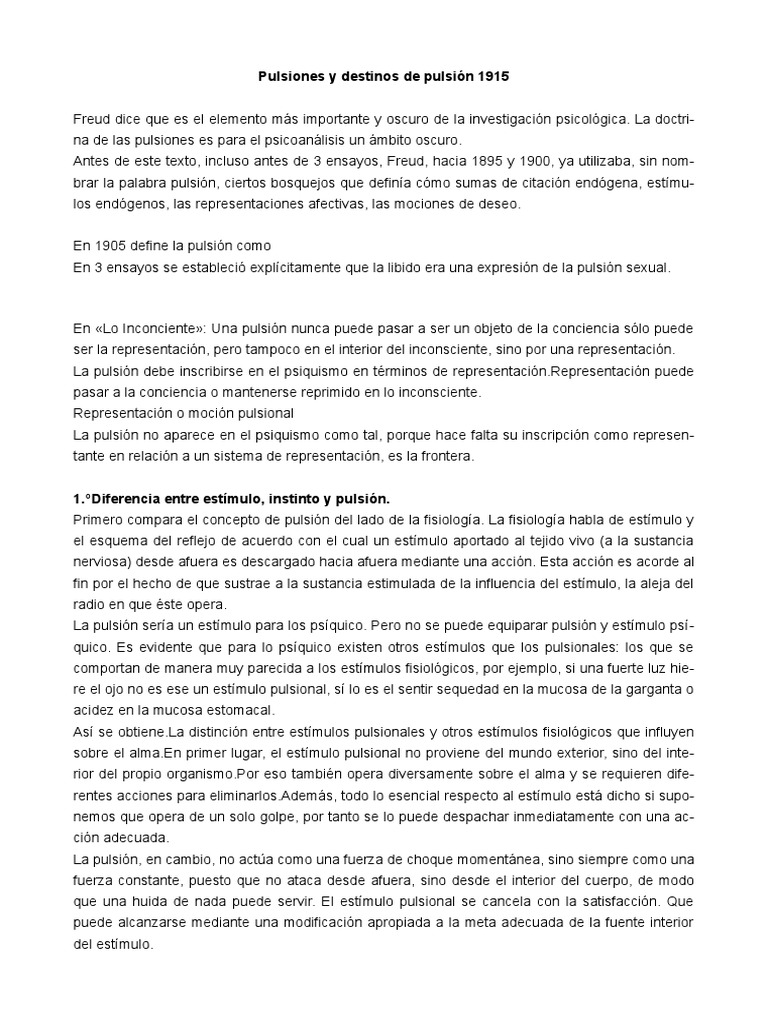 Pulsiones en Freud: Conceptos Clave | PDF | Filosofía | Relaciones ...