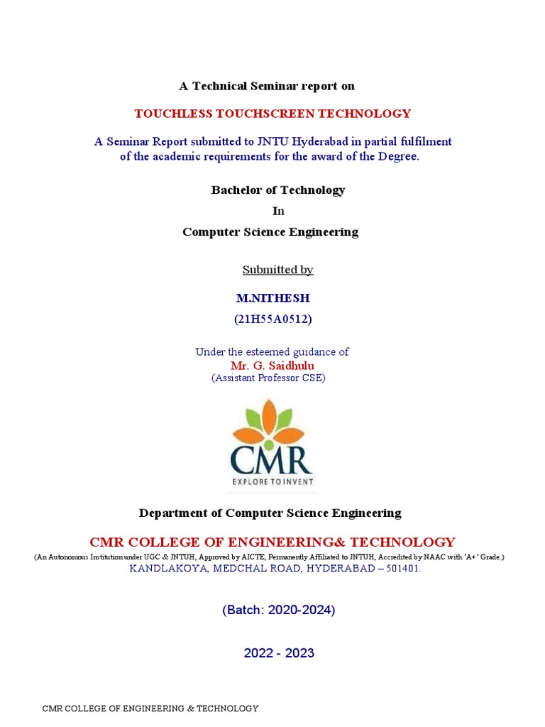Touchless Touchscreen | PDF | Touchscreen | Computing