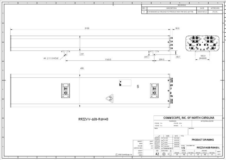 COMMSCOPE RRZZVV-65B-R6N43 Line Drawing | PDF | Metrology