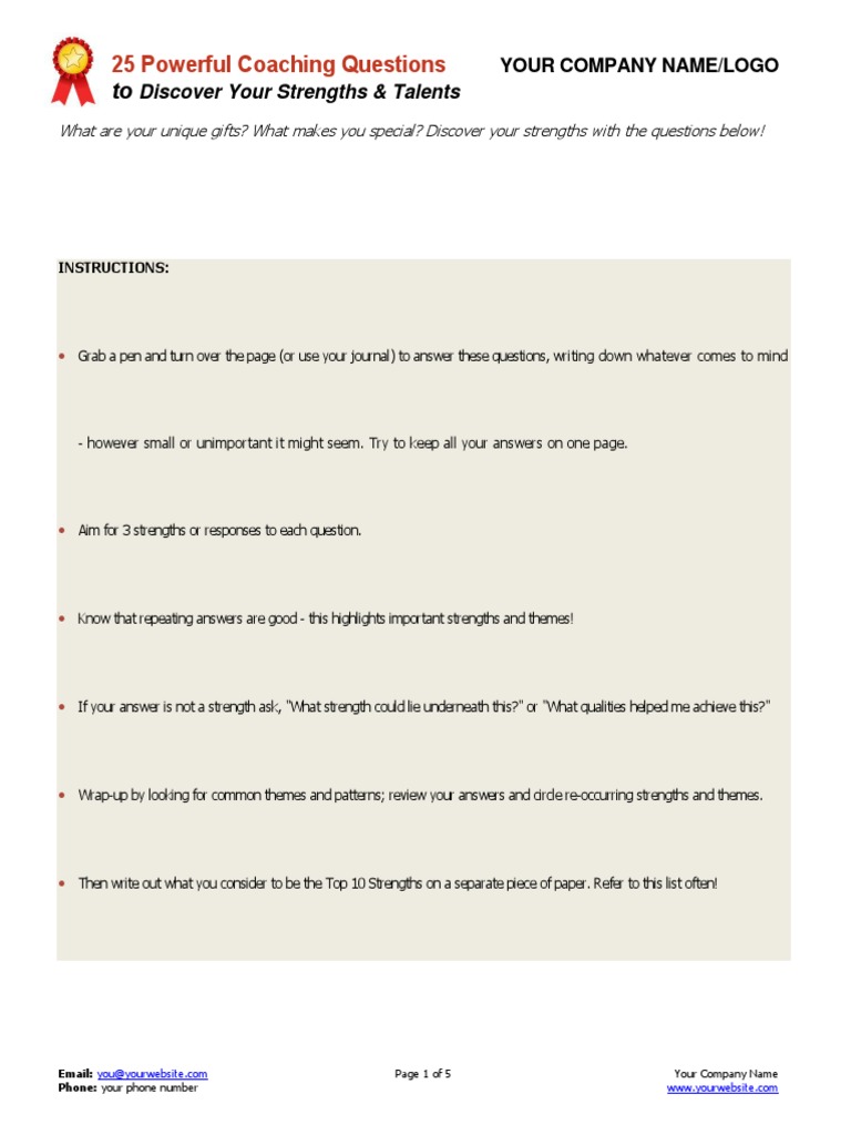 Questions for Strengths | PDF