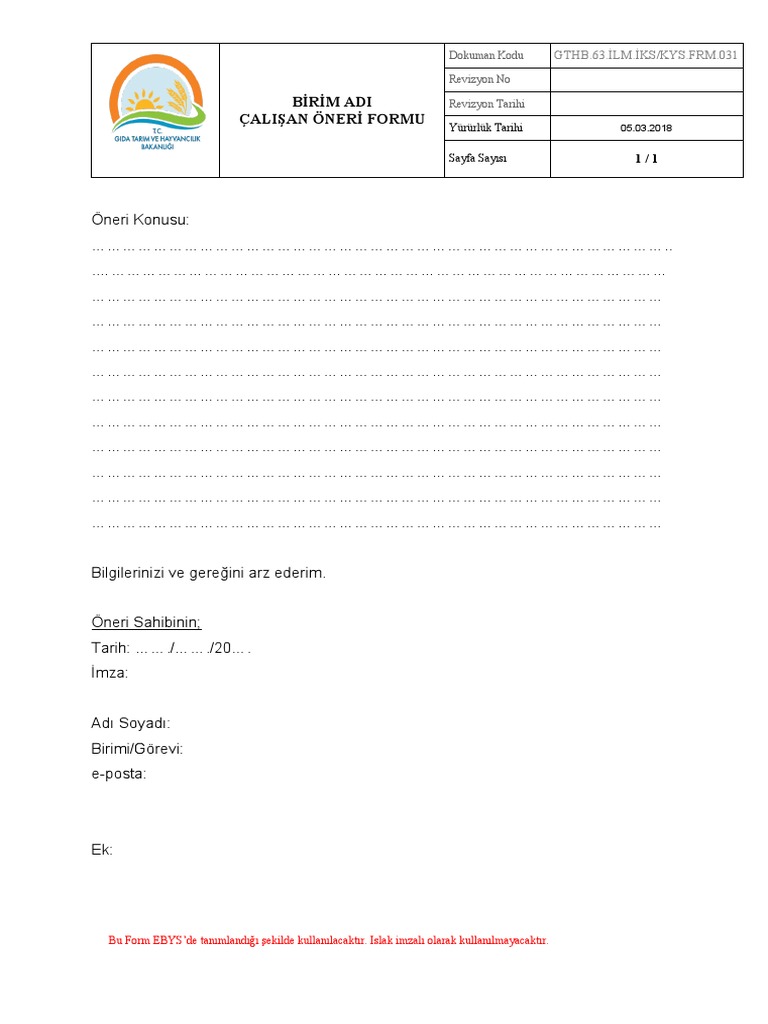 Form - 31 Çalışan Öneri Formu | PDF