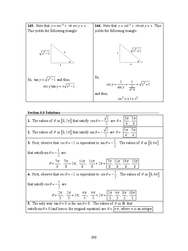 Section 6.6 Solutions | PDF | Equations | Trigonometric Functions