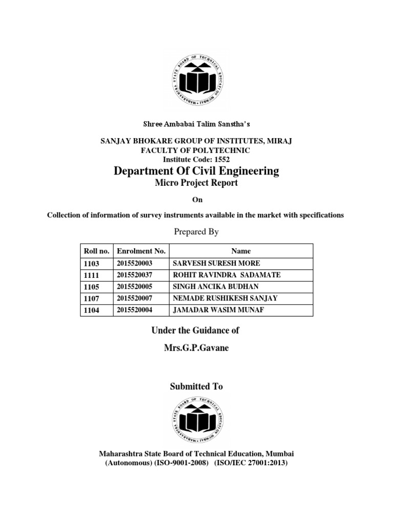 SARVESH BSU Micro Project | PDF | Surveying | Science