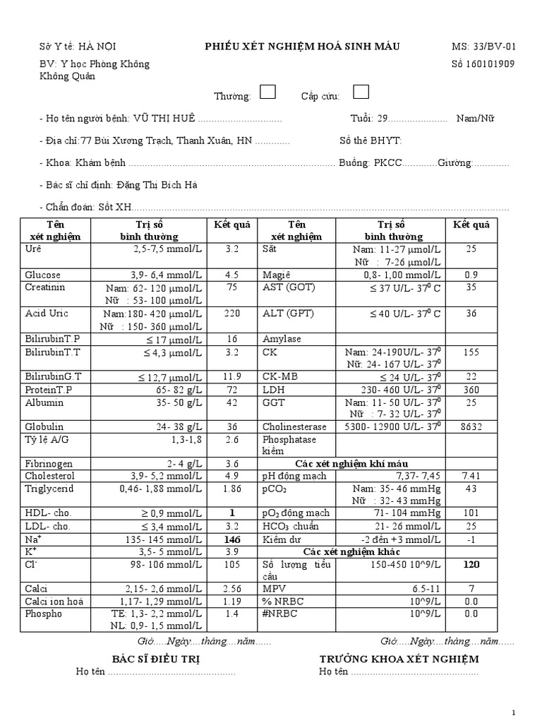 mau-phieu-xet-nghiem-hoa-sinh-mau | PDF