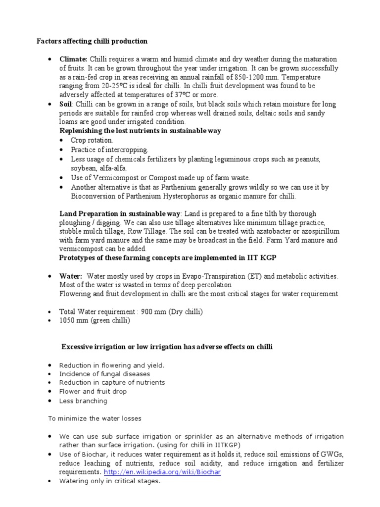 Sustainable Chilli Farming Guide | PDF | Tillage | Soil