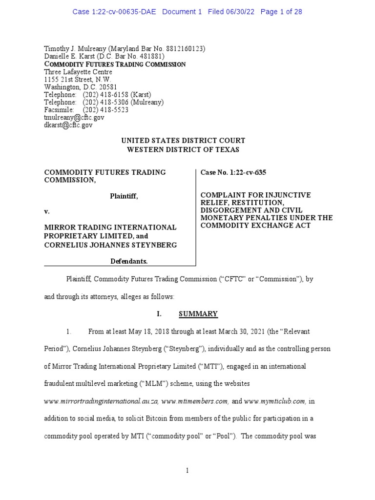 CFTC Cornelius Fraud Complaint | PDF | Investing | Financial Markets