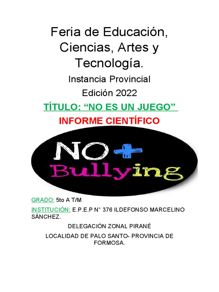 Feria de Ciencias 2022 No Es Un Juego Parte 1 Provincial Imprimir | PDF Feria de Ciencias 2022 No Es Un Juego Parte 1 Provincial Imprimir | PDF