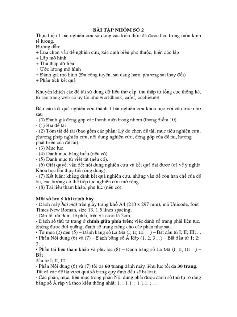 Huong Dan Lam Bai Tap Nhom So 2 | PDF