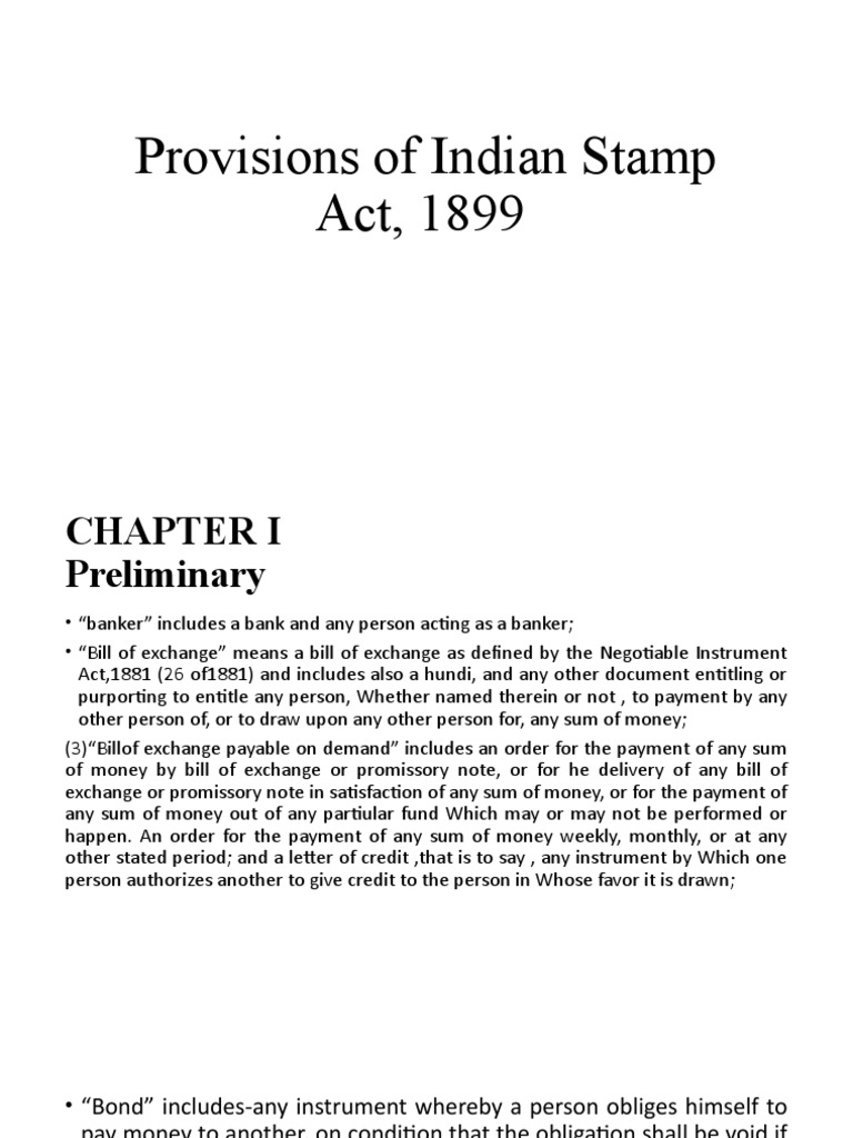 Overview of Indian Stamp Act, 1899 | PDF | Negotiable Instrument | Money