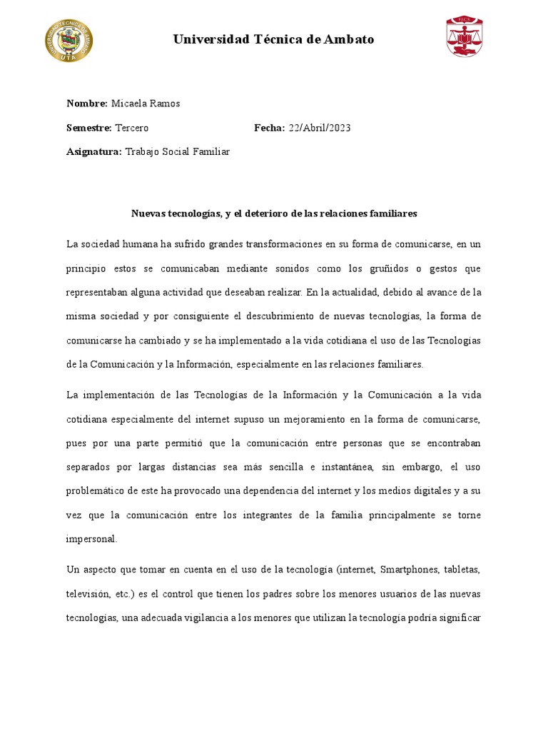 La Familia y Las Redes Sociales | PDF | La dependencia de sustancias ...