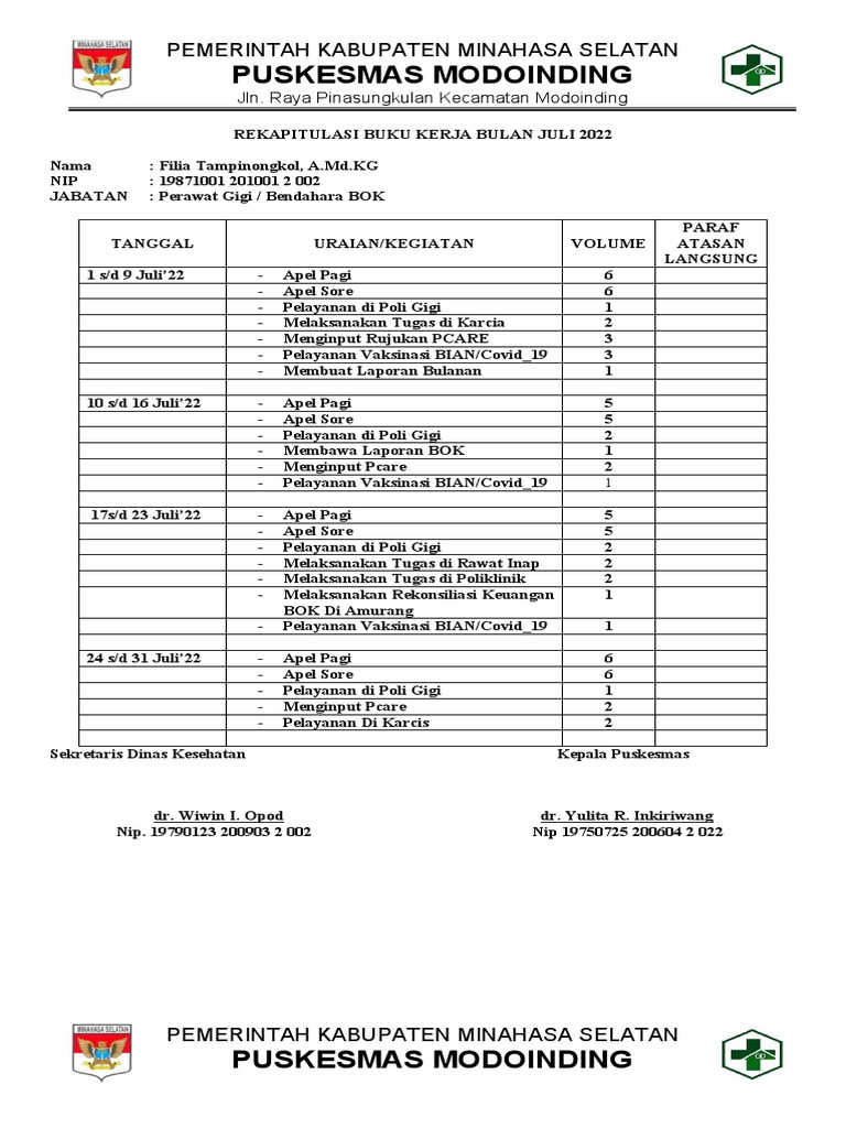 Rekapan Kerja Bulanan | PDF