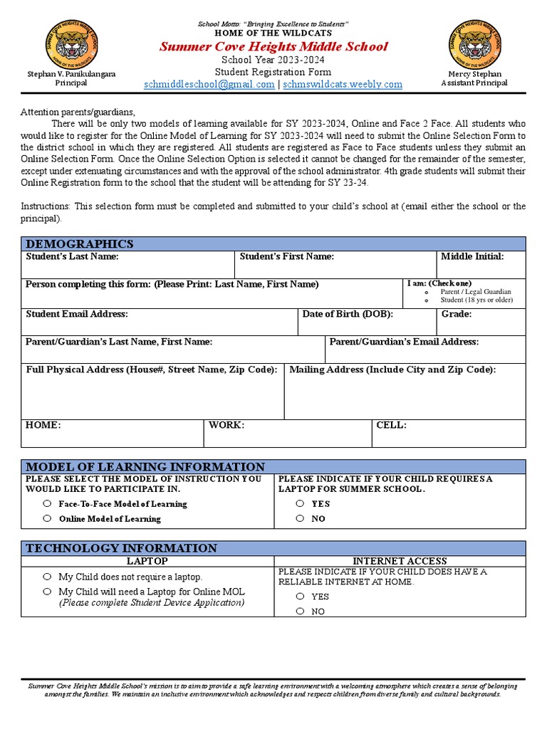 Student Registration Form | Download Free PDF | Online And Offline ...