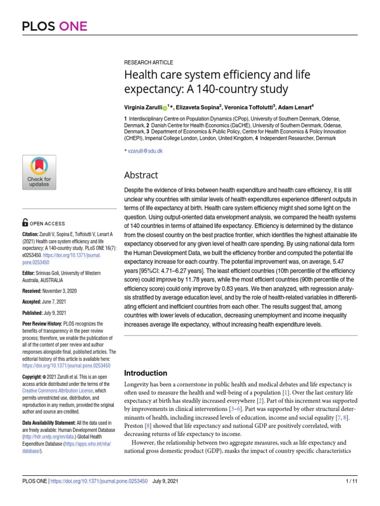 Health Care System Efficiency | PDF