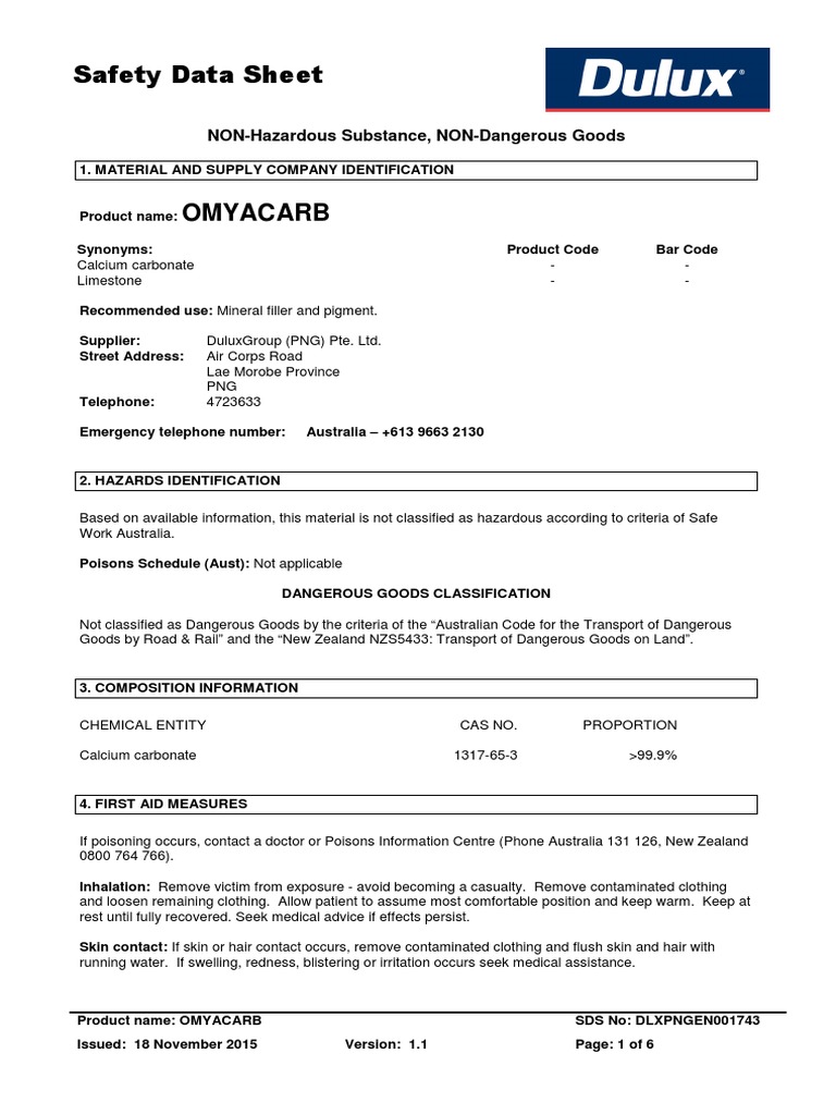 Omyacarb PNG - Aus GHS | PDF