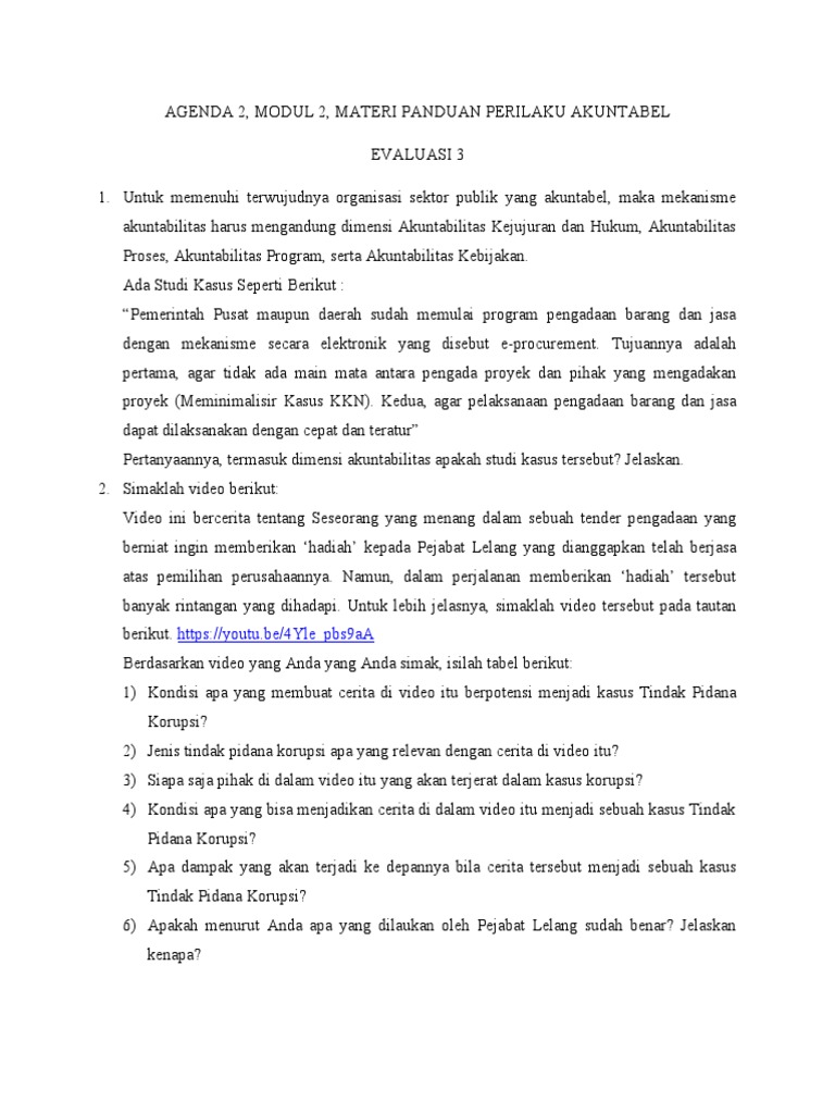 Evaluasi 3, Nurleli Fikawati - Materi Panduan Perilaku Akuntabel | PDF