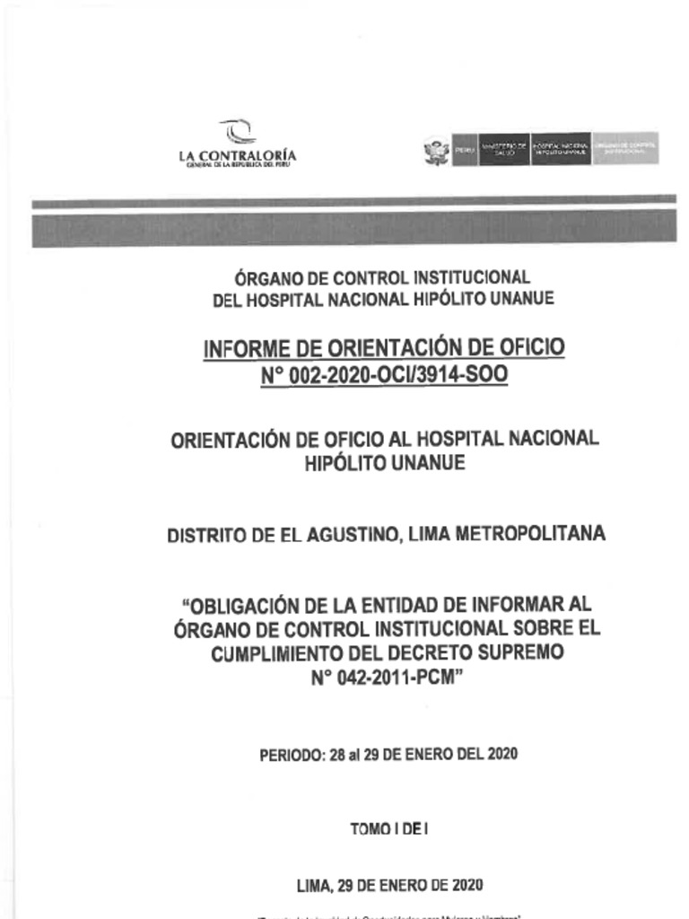 Informe OO 002-2020 Reclamaciones HNHU | PDF