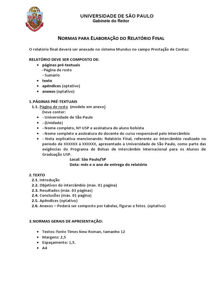 Modelo Relatorio Final Aucani Pdf