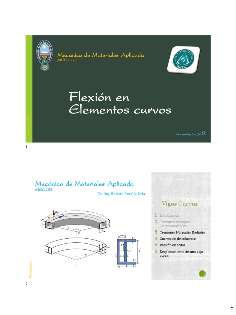 Vigas curvas: análisis de tensiones y correcciones | PDF | Viga ...